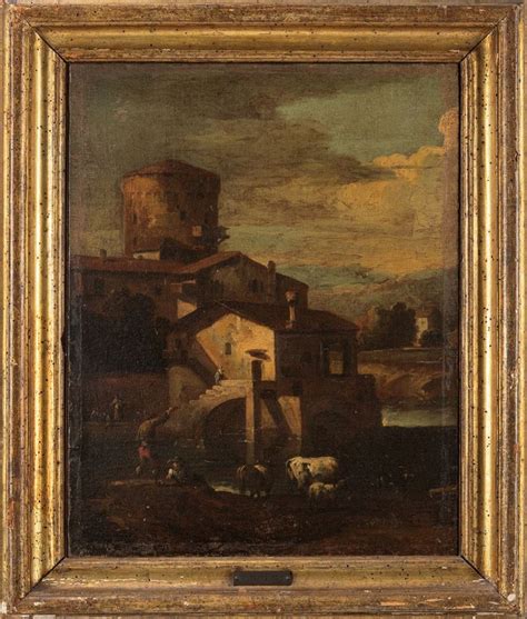 Scuola Veneta Secolo XVIII Paesaggio Con Casolari Pastori E Armenti
