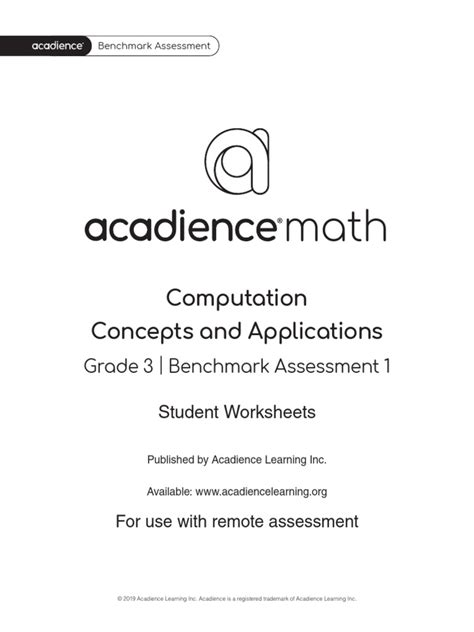 Acadience Math Grade 3 Benchmark 1 Remote Testing Pdf
