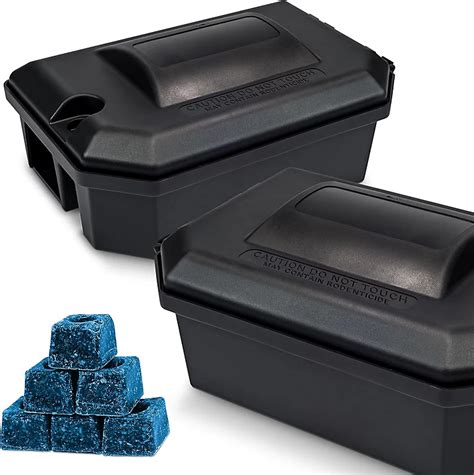 rodent bait box and wax block rat poison kit outdoor and indoor treatment