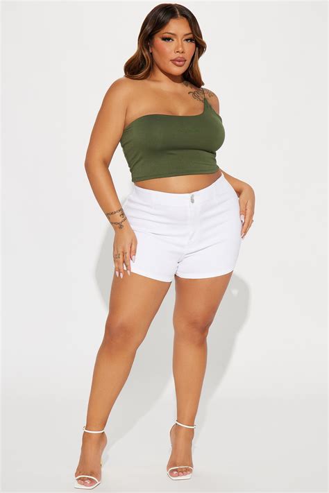 Just Like That Super Stretch Curvy Denim Shorts White Fashion Nova