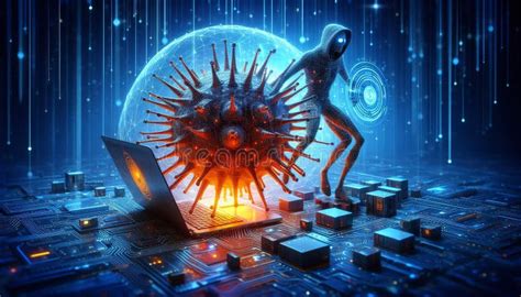 Digital Threats And Cybersecurity Concept Illustration Stock Illustration Illustration Of