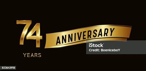 74 年周年慶典設計範本與金絲帶向量圖形及更多事件圖片 事件 全景 典禮 Istock