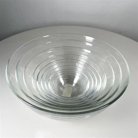Vintage French Duralex Glass Nesting Mixing Bowl Set Of Nine France For