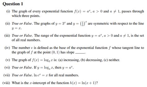 Solved Question I I The Graph Of Every Exponential