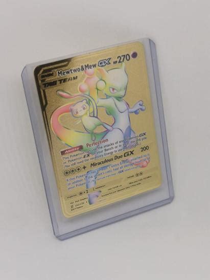 Pokémon Mewtwo a Mew GX KOVOVÁ Zlatá karta Aukro