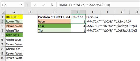 How To Get Position Of First Partial Match
