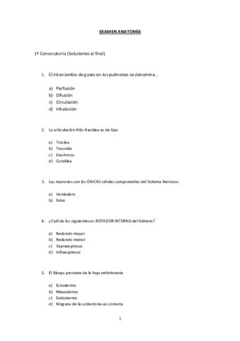 EXAMEN ANATOMIA 1a Convocatoria Pdf