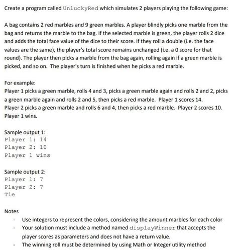 Solved Create A Program Called Unluckyred Which Simulates 2
