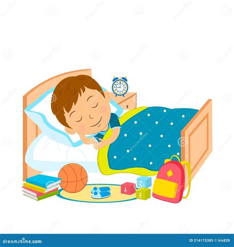 Lindo Niño De Dibujos Animados Dormir Ilustración del Vector
