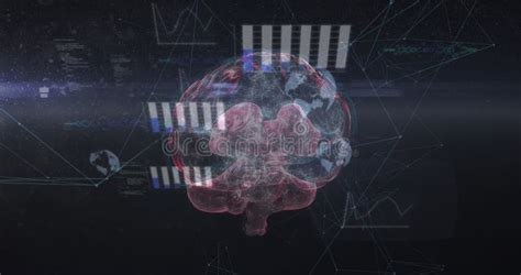 Image Of Brain And Data Processing Over Digital Screen Stock Image