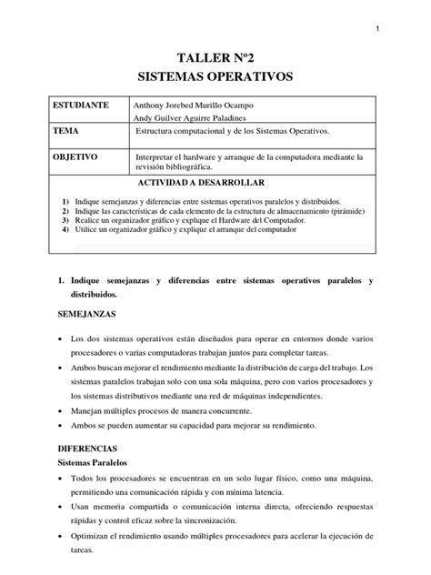 Taller Nº2 So Descargar Gratis Pdf Almacenamiento De Datos De La Computadora Hardware De