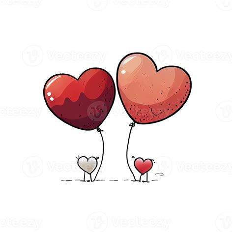 Lindos Globos En Forma De Corazón Dibujos Animados Aislados En Un Fondo