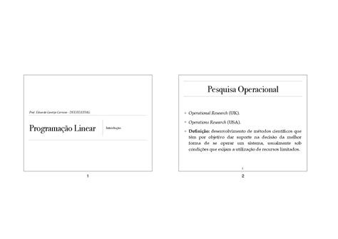 Programação Linear Introdução Pesquisa Operacional Notas De Aula