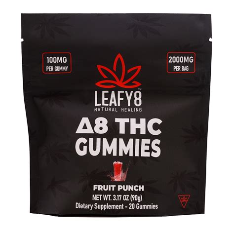 Delta 8 Thc Gummies Fruit Punch 2000mg 20 Count Leafy8 Delta 9