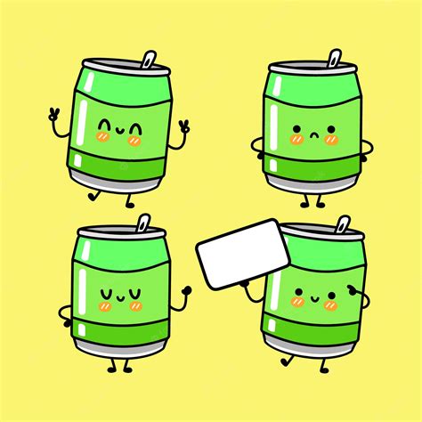 Premium Vector Funny Cute Happy Soda Characters Bundle Set