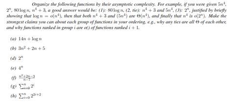 Solved Organ Ice The Following Functions By Their Asymptotic