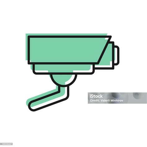 Black Line Security Camera Icon Isolated On White Background Vector