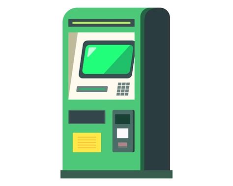 Premium Vector Green Atm With Cash Withdrawal Screen