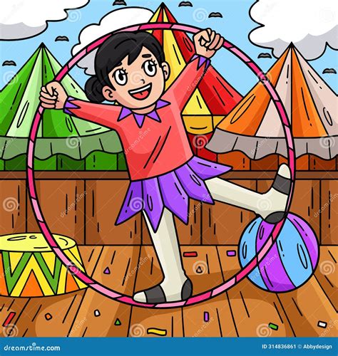 Circus Female Acrobat Colored Cartoon Illustration CartoonDealer