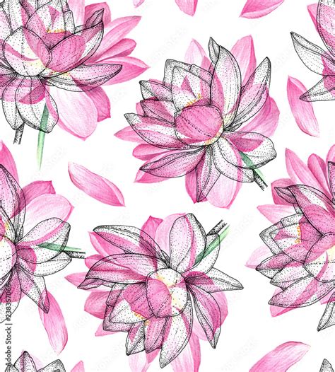 Lotus Seamless Background Stock Illustration Adobe Stock