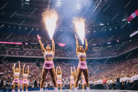 Premium Photo A Dynamic Group Of Cheerleaders Showcasing Their