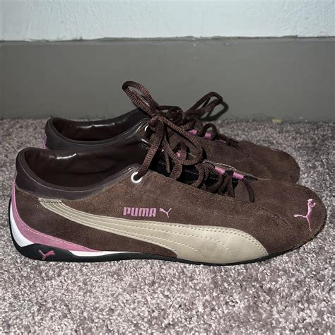 Pink And Brown Puma Sneakers 💕 Womens 11 Very Depop