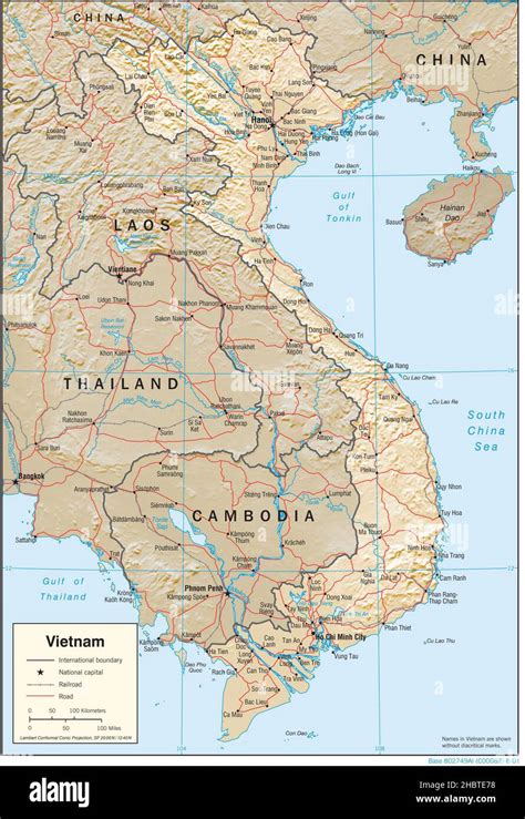 Topographic Map Of Vietnam Shaded Relief Stock Photo Alamy