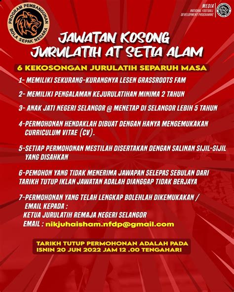 iklan jawatan national football development programme nfdp jawatan