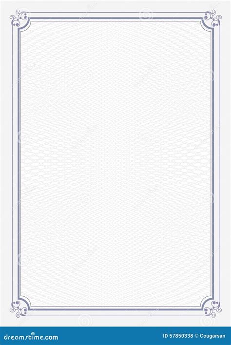 Blue Border A4 Size Certificate Grunge Retro Paper Background Stock Illustration Illustration