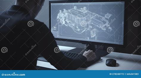 A Person Using A Computer Aided Design Cad Software To Cr Generative Ai Stock Illustration