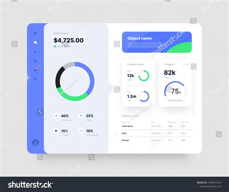dashboard design app interface ui ux stock vector royalty free