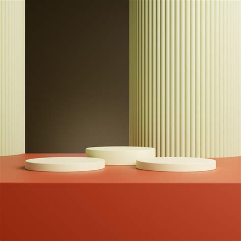 Premium Photo Brown Red Cylinder Minimal Podium Pedestal Product