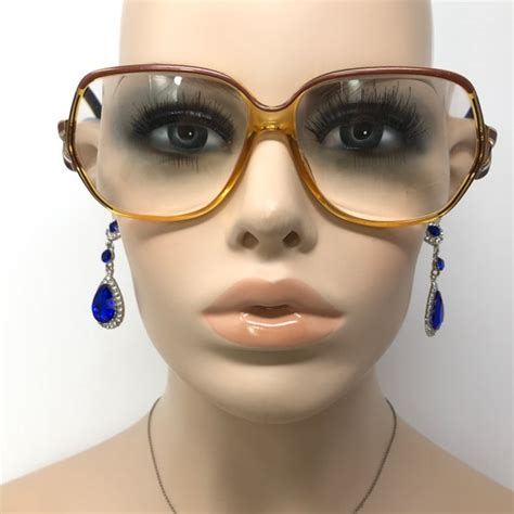 Vintage Vienna Line Eyeglasses Glasses Frame Amber Sq Gem