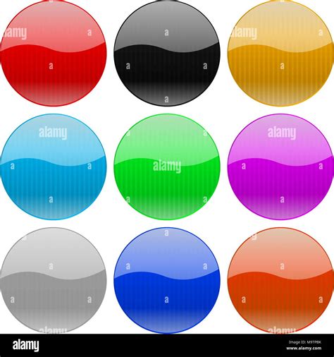 Round Glass Buttons Colored Set Of D Icons Stock Vector Image Art Alamy