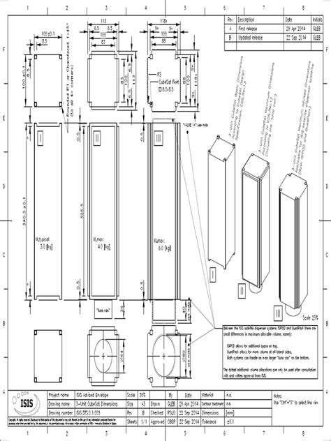 Isis Sts 0 1 003 Revb Sheet1 1 3u Cubesat Dimensions A0 Pdf Pdf