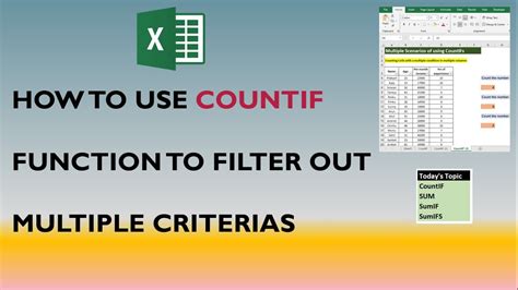 How To Use Countif For Multiple Criterias In Same As Well As Different