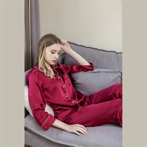 19 Momme Women Silk Pajama Set With Piping Rachelsilk United States