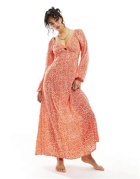 Billabong Last Call Maxi Beach Dress In Red Asos