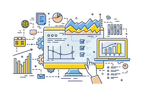 premium vector hand of analyst pointing at computer display with results of statistical data