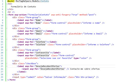 ASP NET Core MVC Criando um formulário usando Tag Helpers para