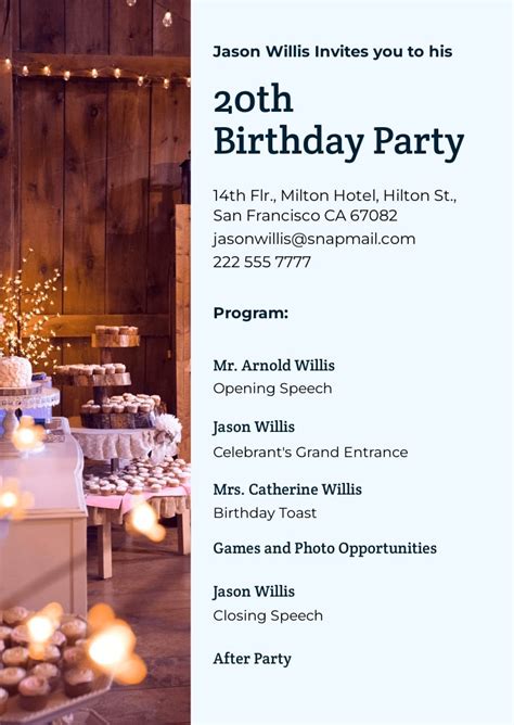 Free Editable Birthday Party Program Template Vrogue Co