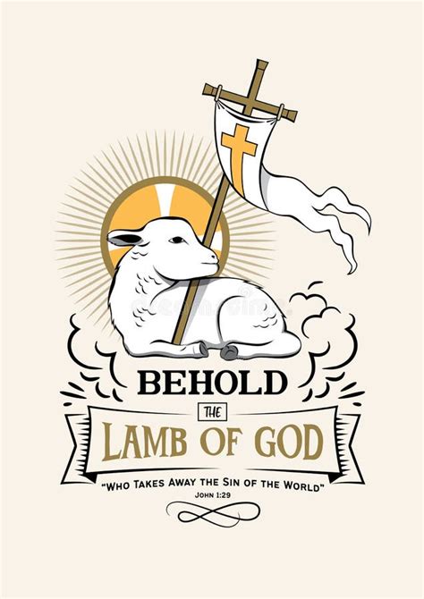 Lamb With Cross Christian Symbol Stock Vector Illustration Of
