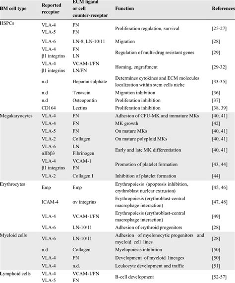 Cell Cell And Cell Ecm Adhesion Events That Modulate Hematopoiesis In