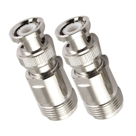 2pzs N Tipo Hembra A Bnc Macho Conector Adaptador Coaxial Rf Plata T5