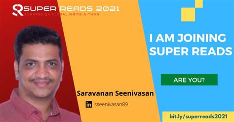 Saravanan Seenivasan On Linkedin Synapseqa Community People Bloggerslife Qacommunity