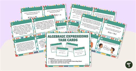 Algebraic Expressions Task Cards Teach Starter