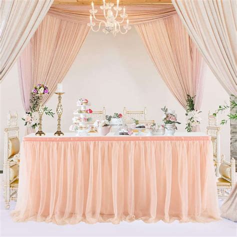 6FT Pink Tulle Table Skirt For Rectangle Or Round Table Tutu Table