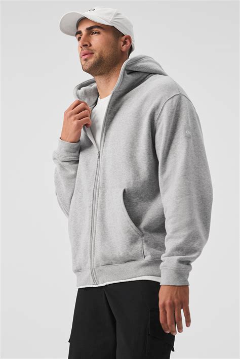 Renown Heavy Weight Full Zip Hoodie Athletic Heather Grey Alo Yoga