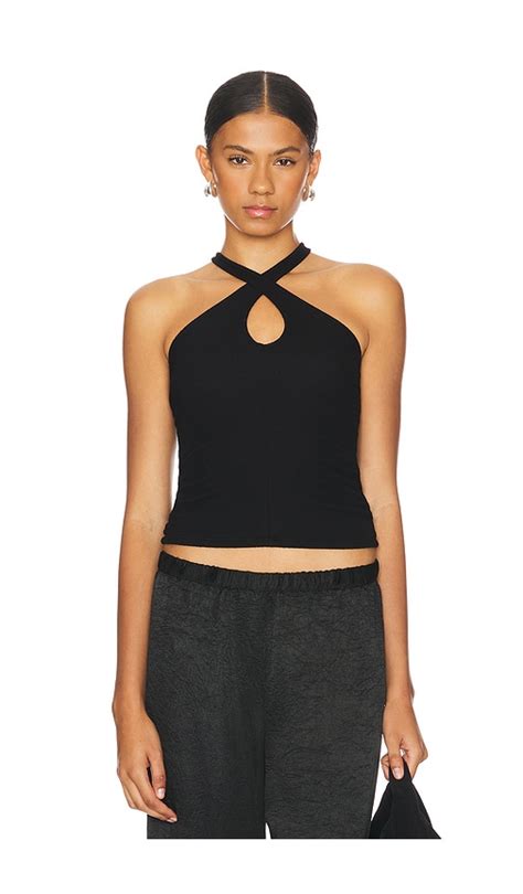Michael Lauren Kian Cross Front Tank In Black Revolve