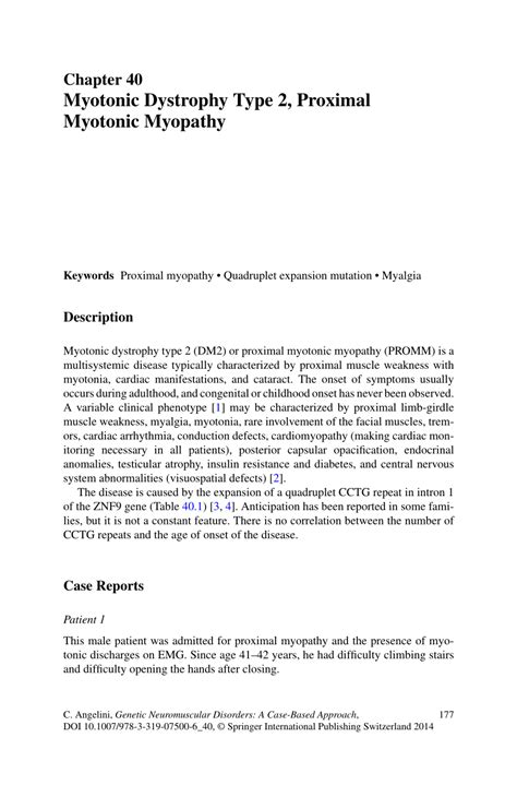 Pdf Myotonic Dystrophy Type 2 Proximal Myotonic Myopathy